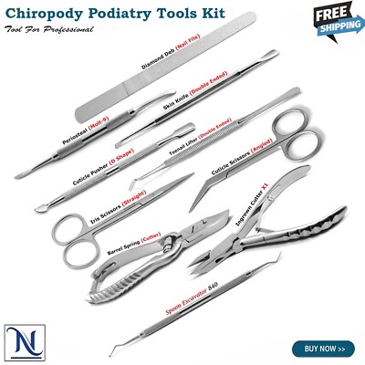 10 Pcs Ingrown Toenail Surgical Instruments Kit Podiatry Nail Cutter ...