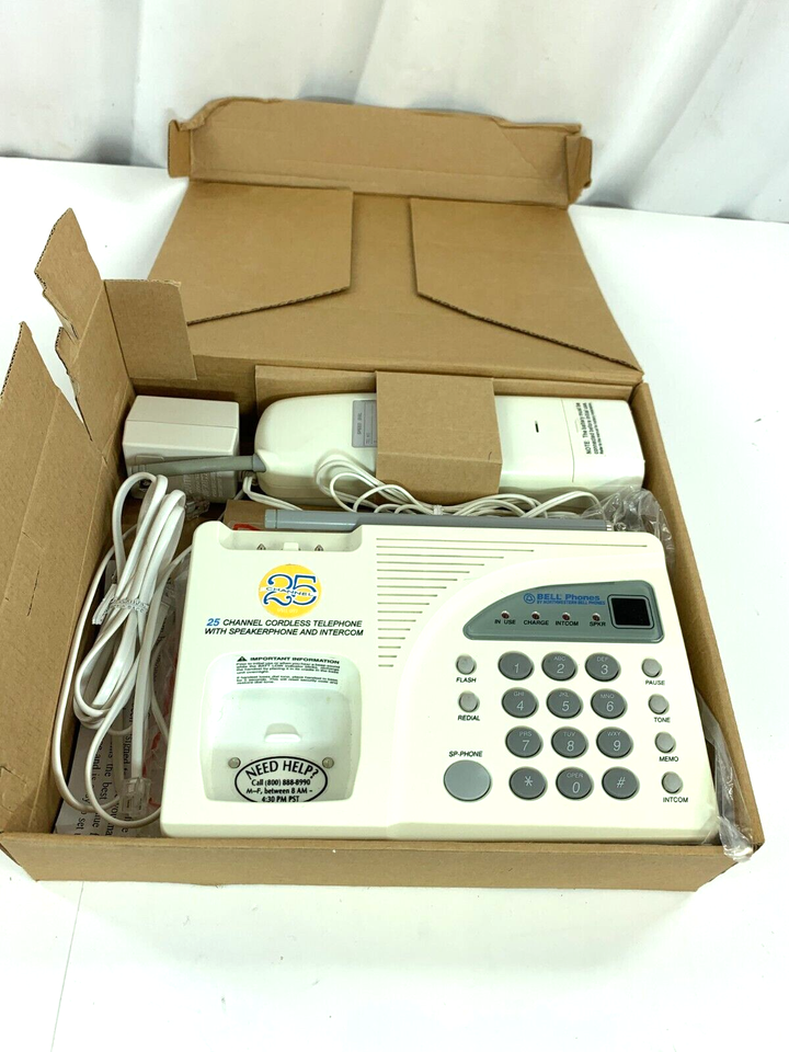 Bell Phones #32525-1 Rare Wireless 25 Channel Cordless Telephone White ...