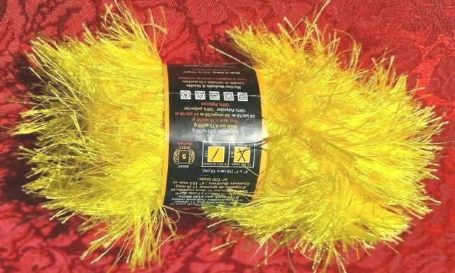 Bizzy1 Lion BRAND Yarn Fun Fur #158 Bright Yellow 3 Skeins 180 Yards ...