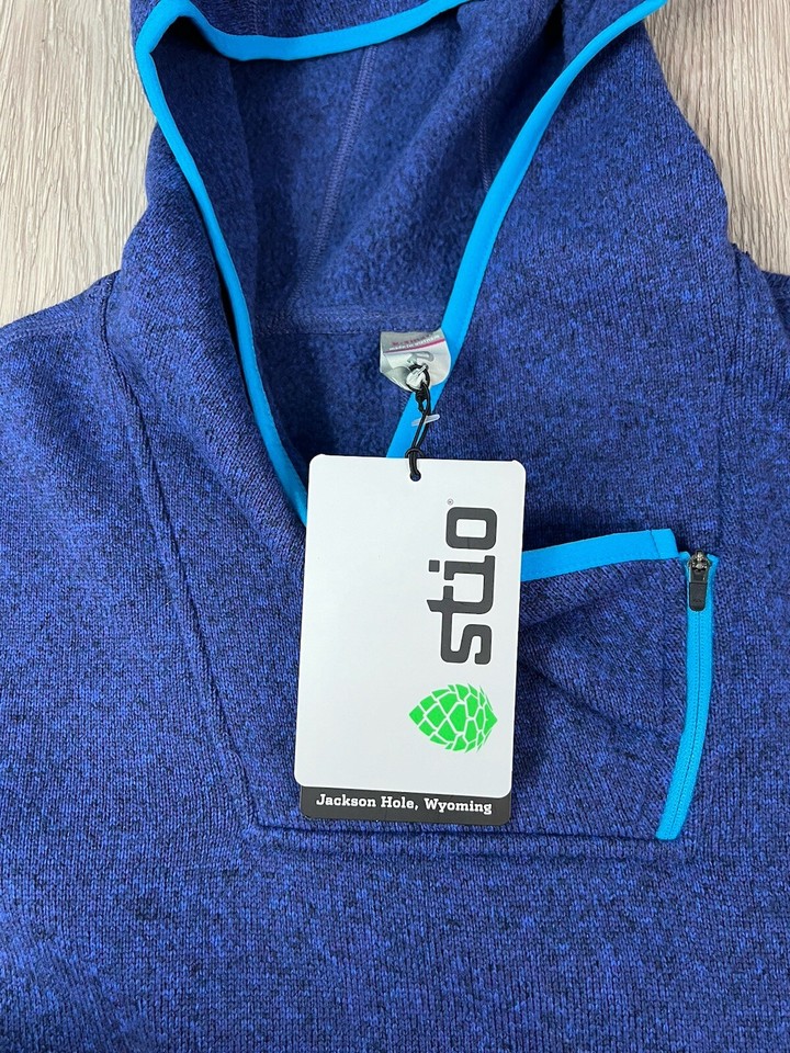 Stio Womens Sweetwater 1/4 Zip Fleece Pullover Hoodie Larkspur Blue ...