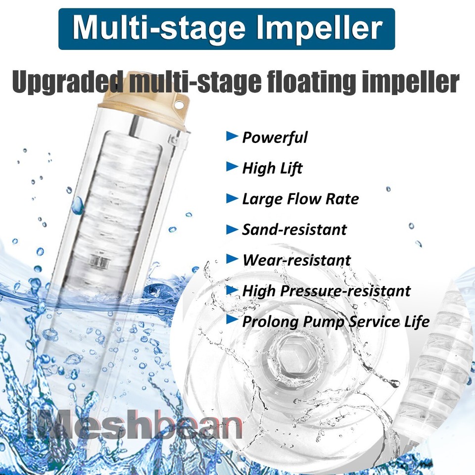 3''OD 3/4HP Deep Well Submersible Pump 220V 13GPM 247 ft MAX 60Hz 1 ...