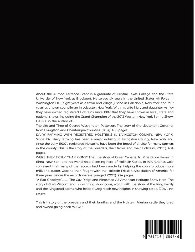 Terrence Grant | THE NURSERY OF THE BREED REGISTERED HOLSTEINS IN ...