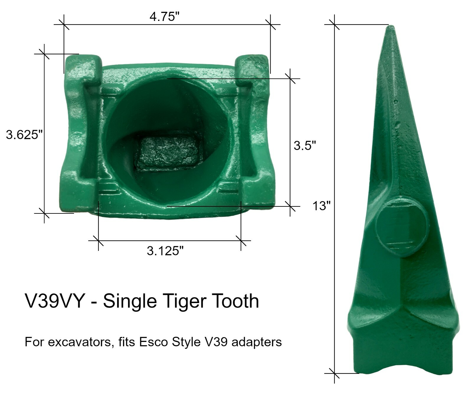 6 - Excavator Bucket Single Tiger Rock Teeth - V39VY | eBay
