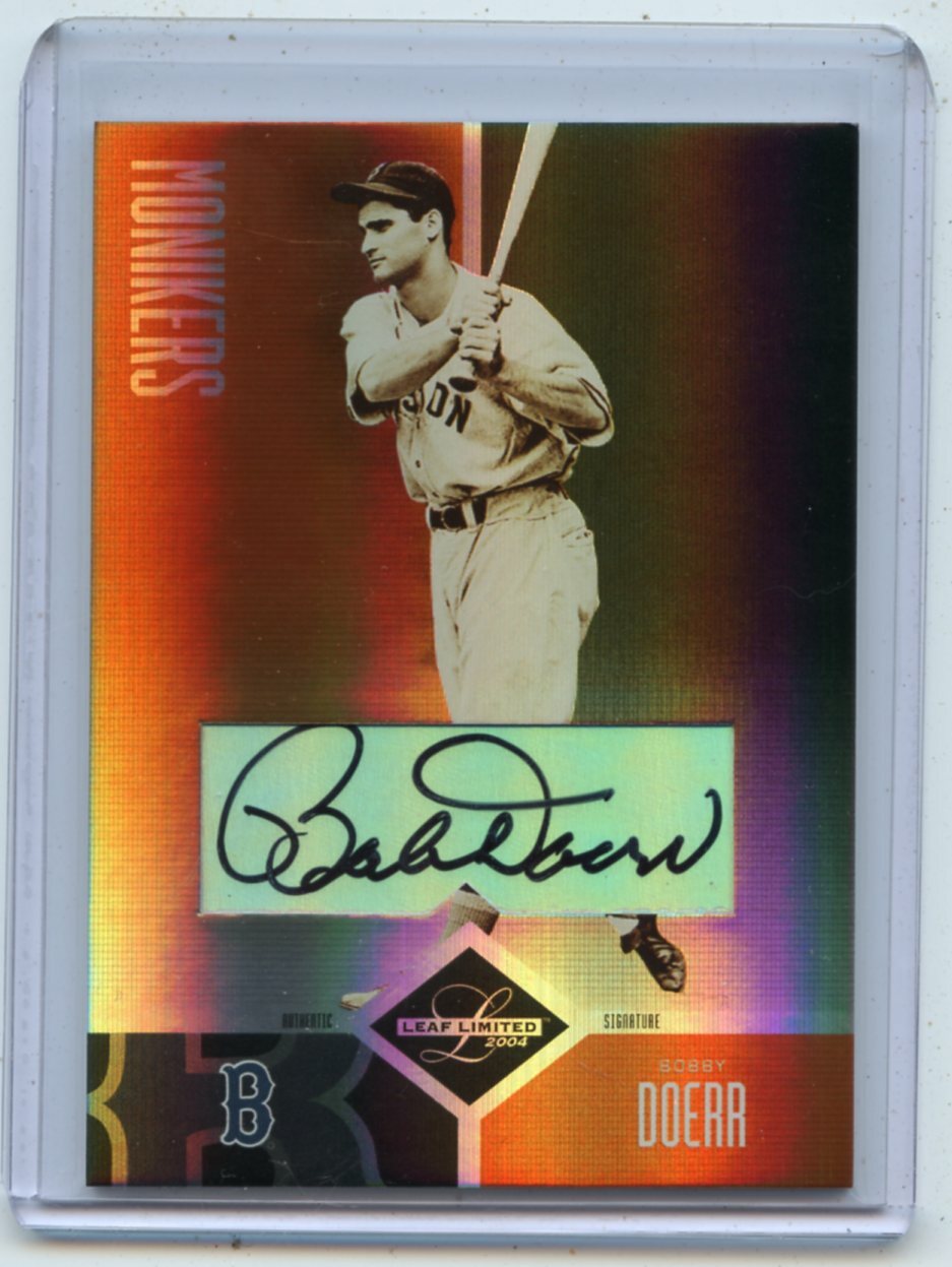 2004 LEAF LIMITED #205 BOBBY DOERR AUTOGRAPH #60/100, BOSTON RED SOX ...
