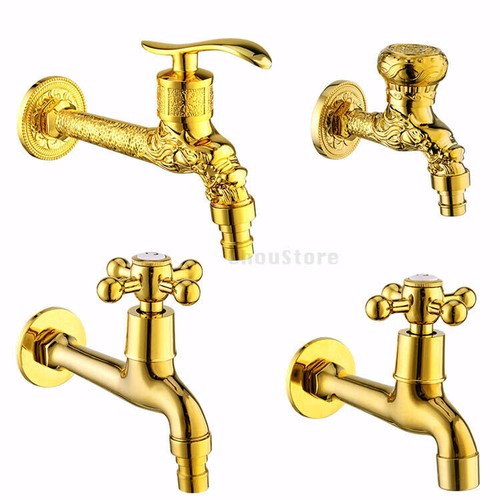 Luxury Gold Brass Washing Machine Laundry Garden Cold Water Faucet Wall ...