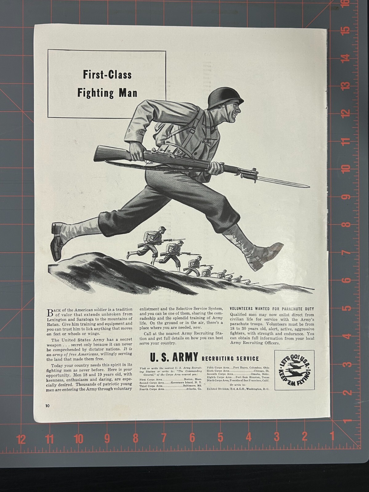 1946 Vintage U.S. Army Recruiting Service First-Class Fighting Man ...