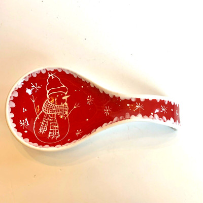 Snowman Spoon Rest Hausen Ware Red White Christmas Holiday Ceramic | eBay