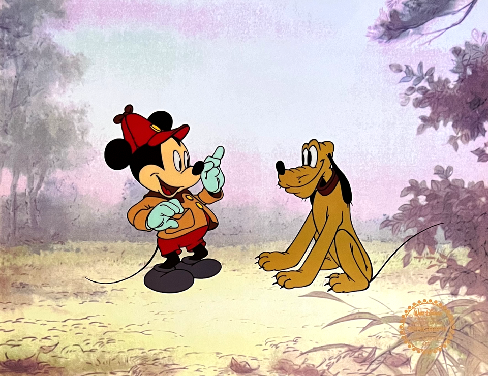 Disney MICKEY MOUSE AND PLUTO POINTER Limited Edition Sericel Animation ...