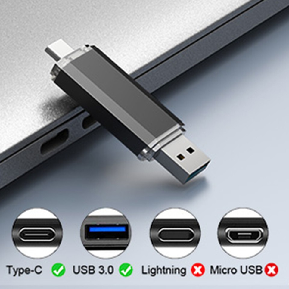 64GB USB C Flash Drive 2 in 1 USB 3.0 Type C Dual OTG Metal Thumb Drive ...