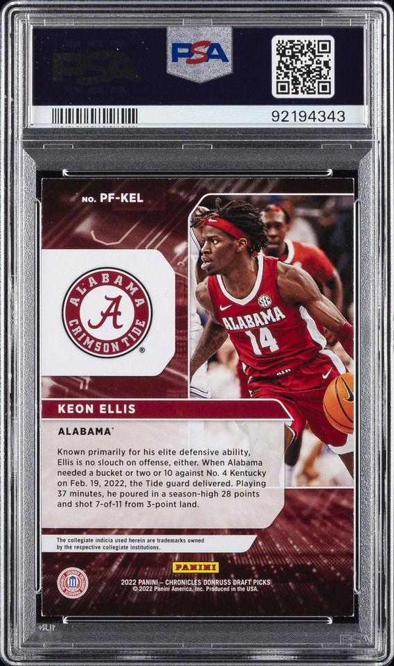 2022 PANINI CHRONICLES D/P DONRUSS POWER FORMULAS KEON ELLIS ROOKIE RC ...