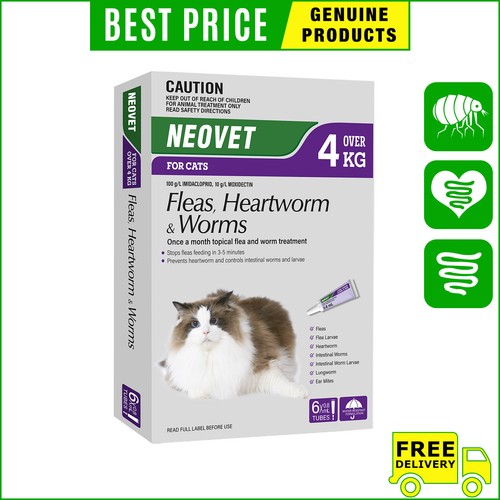 Neovet for Cats 6 Pipettes Flea Heartworm Worm Treatment | eBay Australia