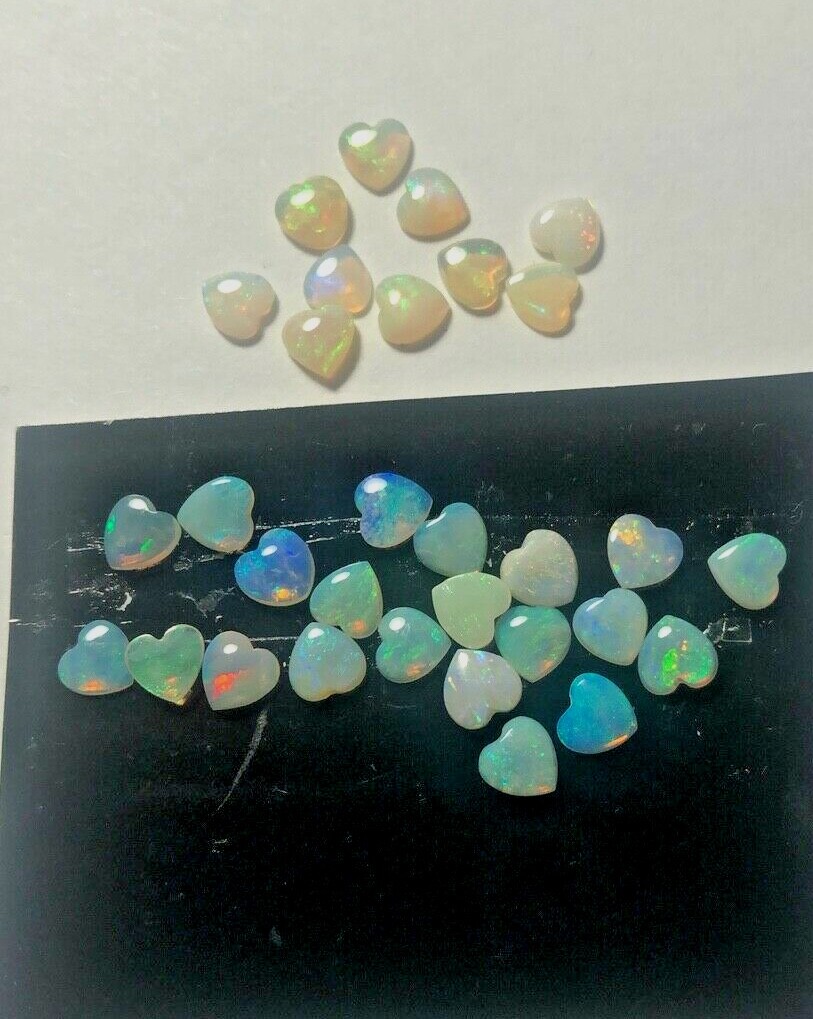 5 mm Heart Shape Opals 31 pcs Beautiful Play of Colors BELOW WHOLESALE ...
