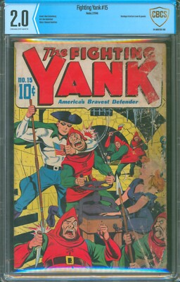 Fighting Yank #15 ⭐ CBCS 2.0 ⭐ Schomburg GGA Bondage Cover Golden Age Nedor 1946 | eBay