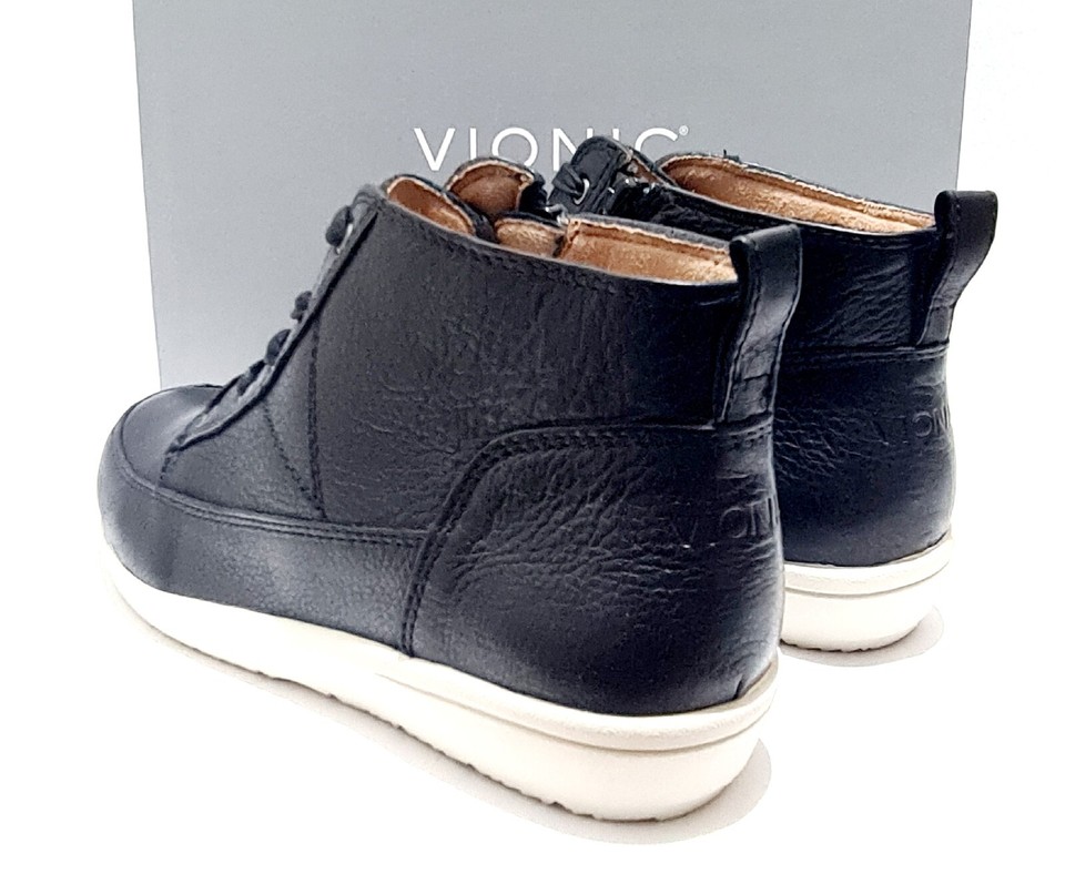 Vionic Shawna Black Leather Orthotic Boots RRP £130 Water Resistant ...