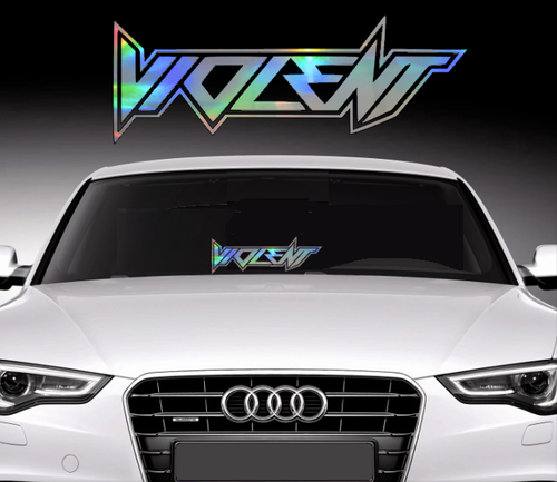 Windshield Vinyl Decal Sticker VIOLENT CLIQUE Oil Slick Holographic ...