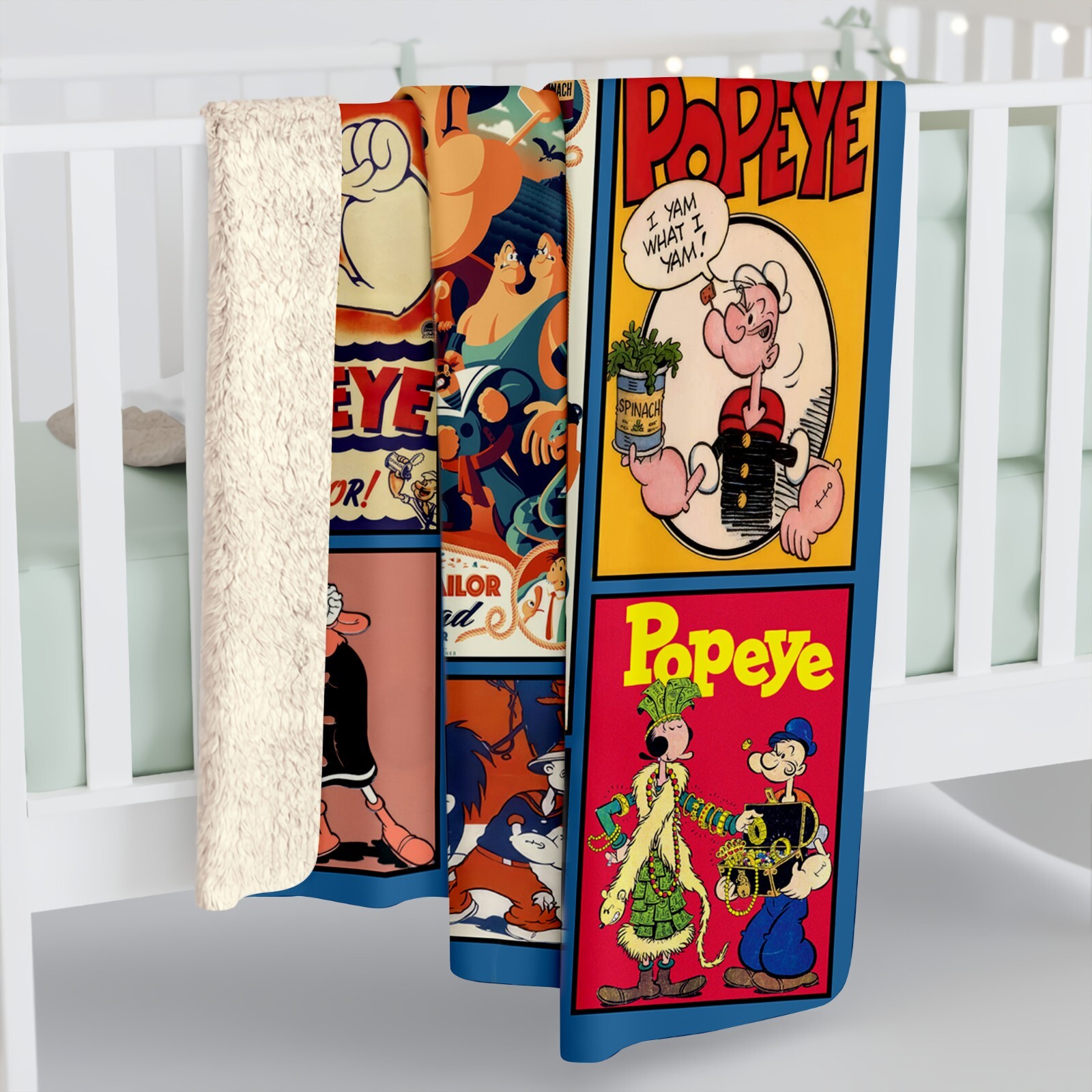 Popeye Blanket, Popeye the Sailor Cartoon Fleece, Sherpa Blanket Soft and Cozy | eBay