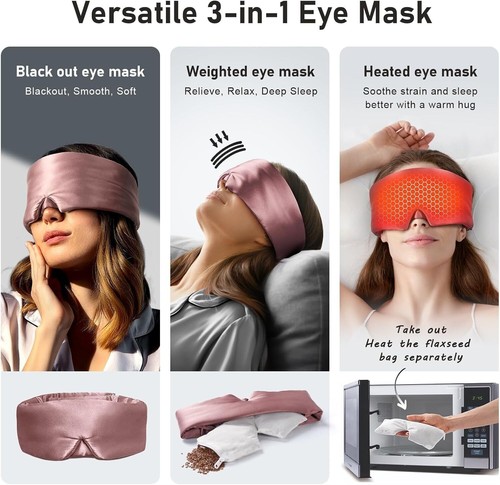 Silk Sleep Mask Microwave Heated Eye Mask for Dry Eyes Adjustable ...