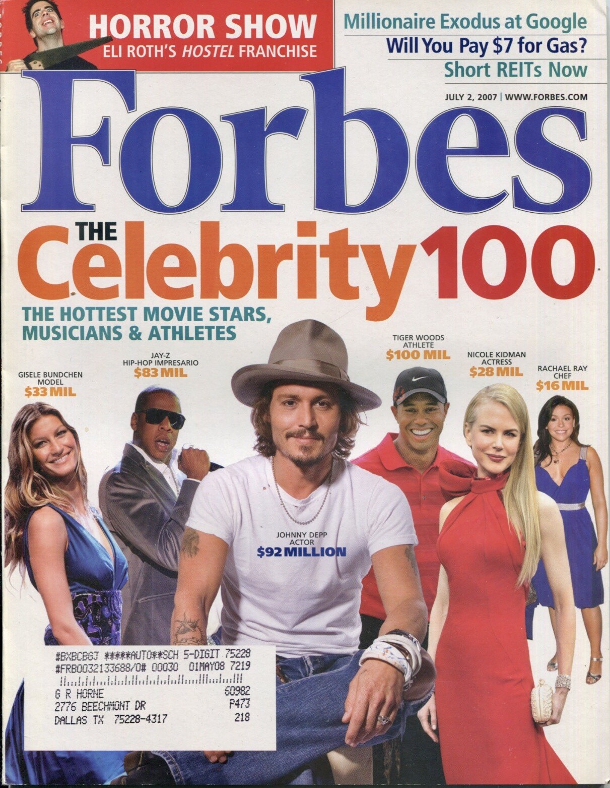 THE CELEBRITY 100 ~ Forbes Magazine ~ July 2, 2007 ~ A-1-3 | eBay
