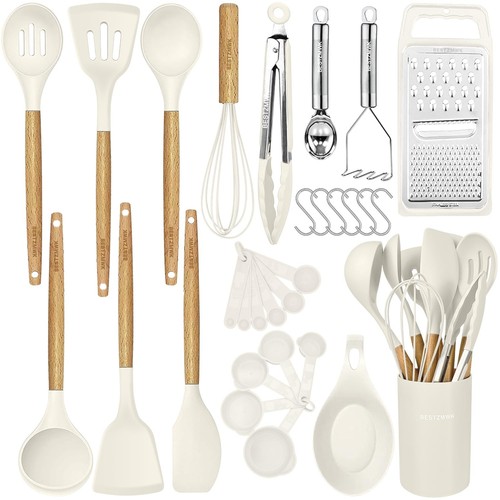 Kitchen Cooking Utensils Set,29 pcs Non-Stick Silicone Cooking Kitchen ...