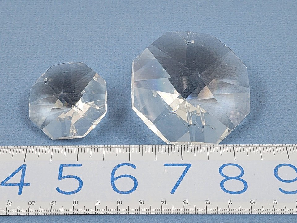 Two Pcs: 2 HOLE OCTAGON CRYSTAL GLASS BEAD JEWELRY CHANDELIER CHAIN ...