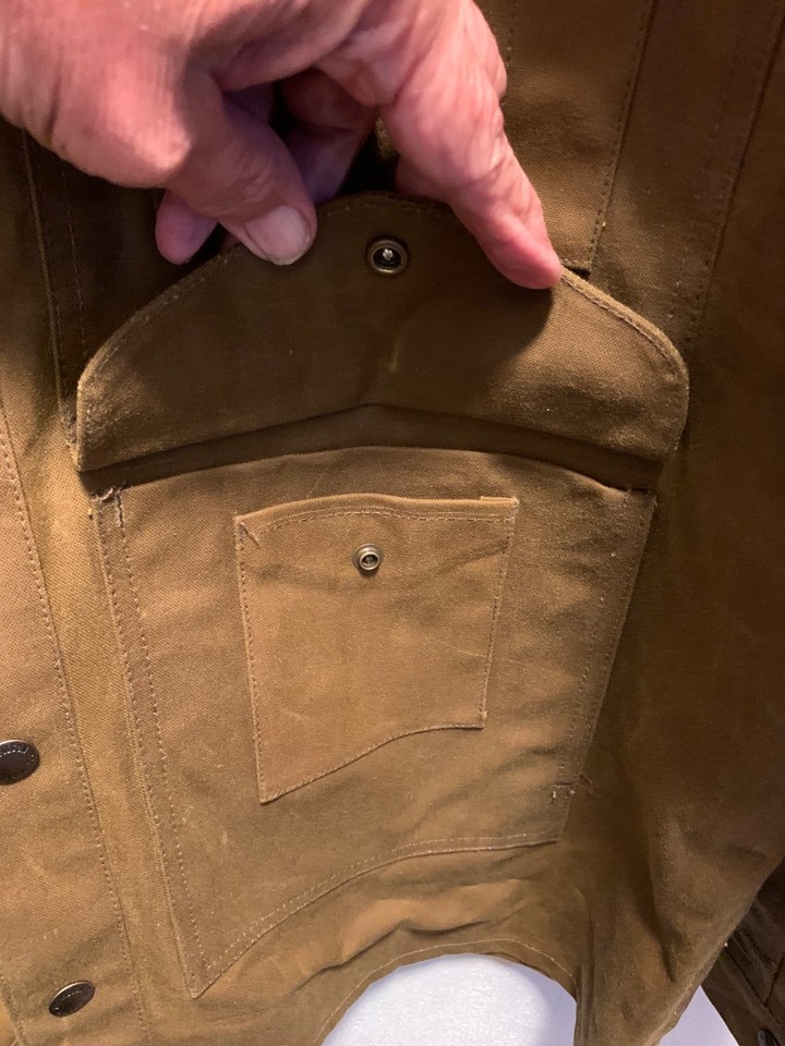 FILSON Tin Cloth Long Hunting Jacket Dark Tan Mens Waxed Canvas New ...
