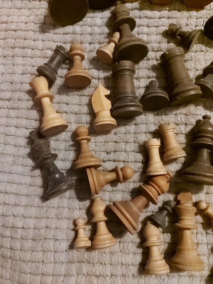 Mixed Odd Chess Set Pieces Vintage Wooden Not A Set Spares | eBay UK