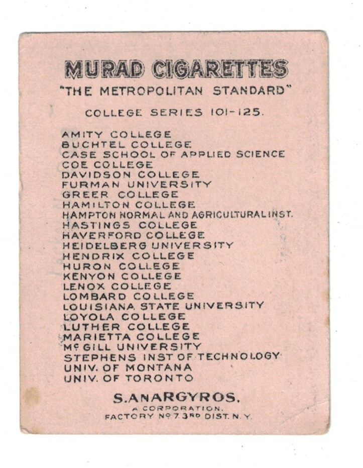1909-11 T51 Murad College SeriesCASE SCHOOL OF APPLIED SCIENCE Tobacco ...