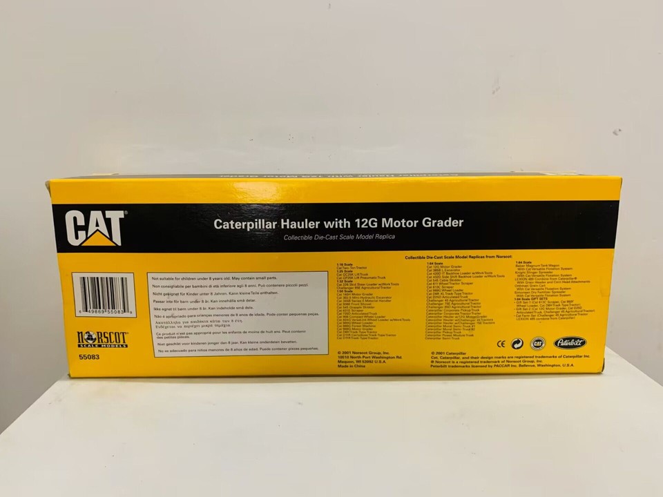 Norscot Caterpillar Cat Hauler With 12G Motor Grader 1:64 Die-Cast ...