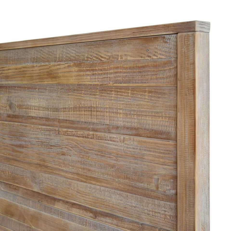 Rustic Platform Bed Frame Full Size with Headboard Bedroom Solid Wood ...