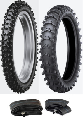 DUNLOP MX14 GEOMAX SAND/MUD 80/100-21 & 100/90-19 DIRT TIRE SET +TUBES ...