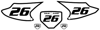 2003-2007 HONDA CRF230F Custom PrePrinted White Backgrounds Black Bold ...