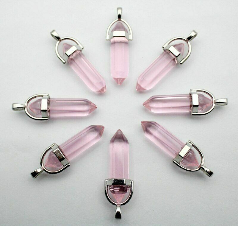 Mixed Crystal Glass 50pcs Hexagonal Column Stone Pendants for Jewelry ...