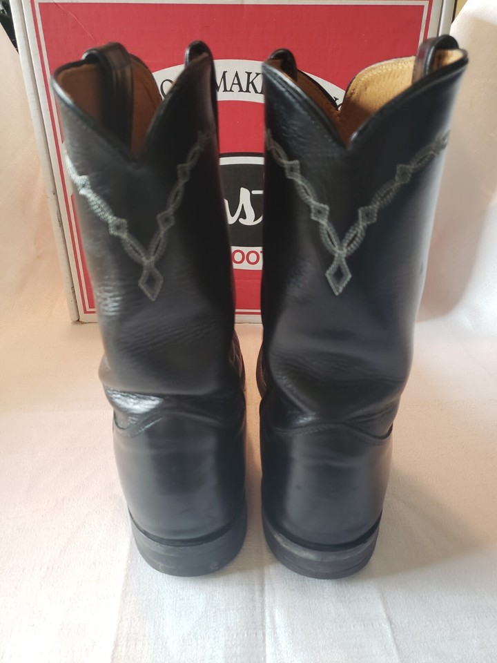 Justin Brock Roper 3233 Boots HndCrftd Black Leather Cowboy Boots Mens ...