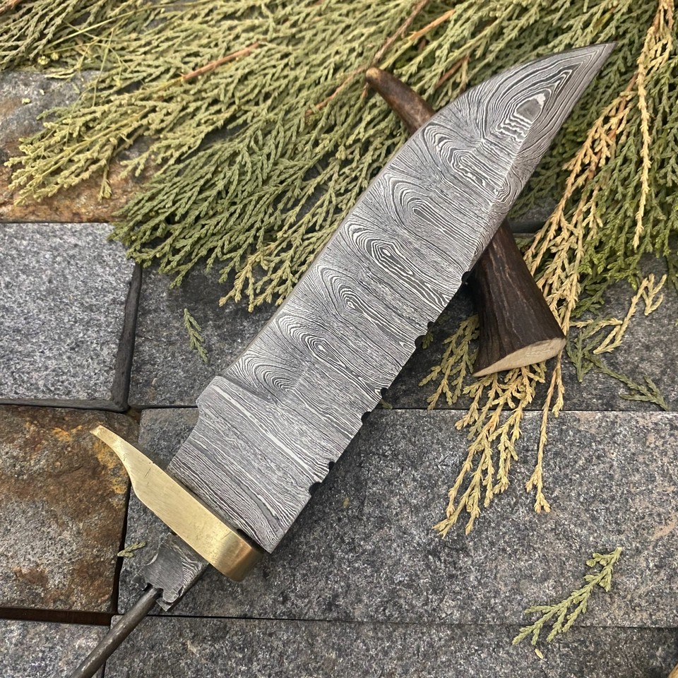 SHARD BLADE CUSTOM HAND FORGED DAMASCUS STEEL BOWIE BLANK BLADE HUNTING ...