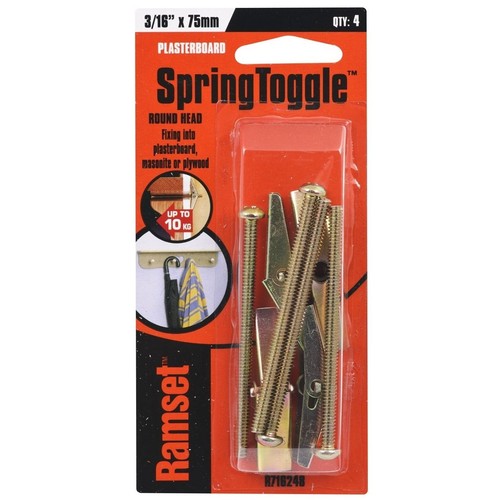 Ramset Spring Toggle METAL CAVITY ANCHOR 3/16"x75mm Round Head - 4Pcs Or 50Pcs | eBay Australia