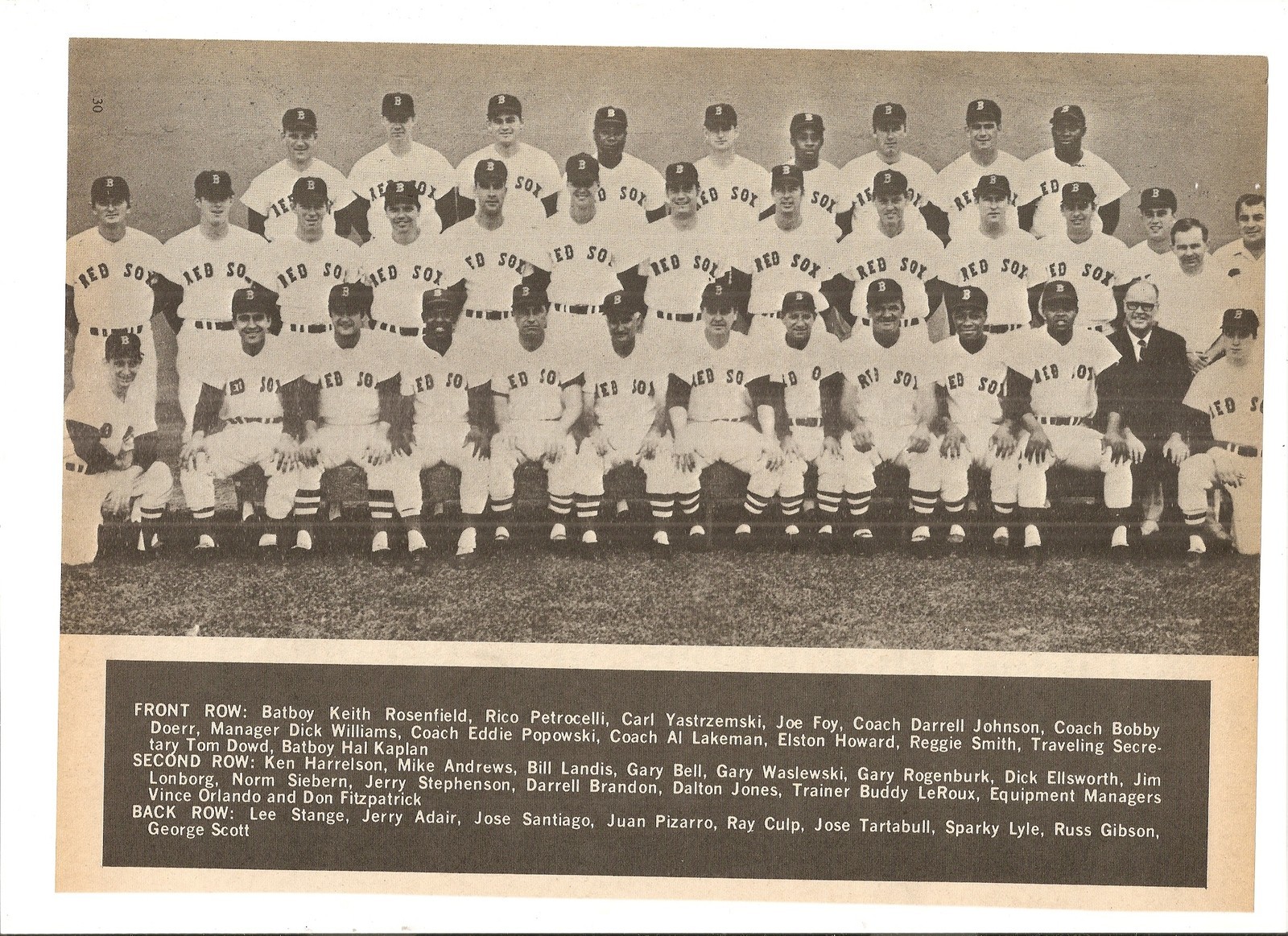 Red Sox 1968 HUGE Team Picture Carl Yastrzemski Darrell Johnson Elston ...