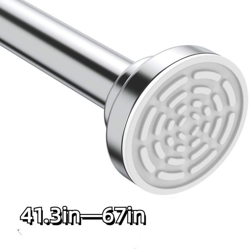 Stainless Steel Telescopic Shower Curtain Rail Rod Adjustable 25.6in-86 ...