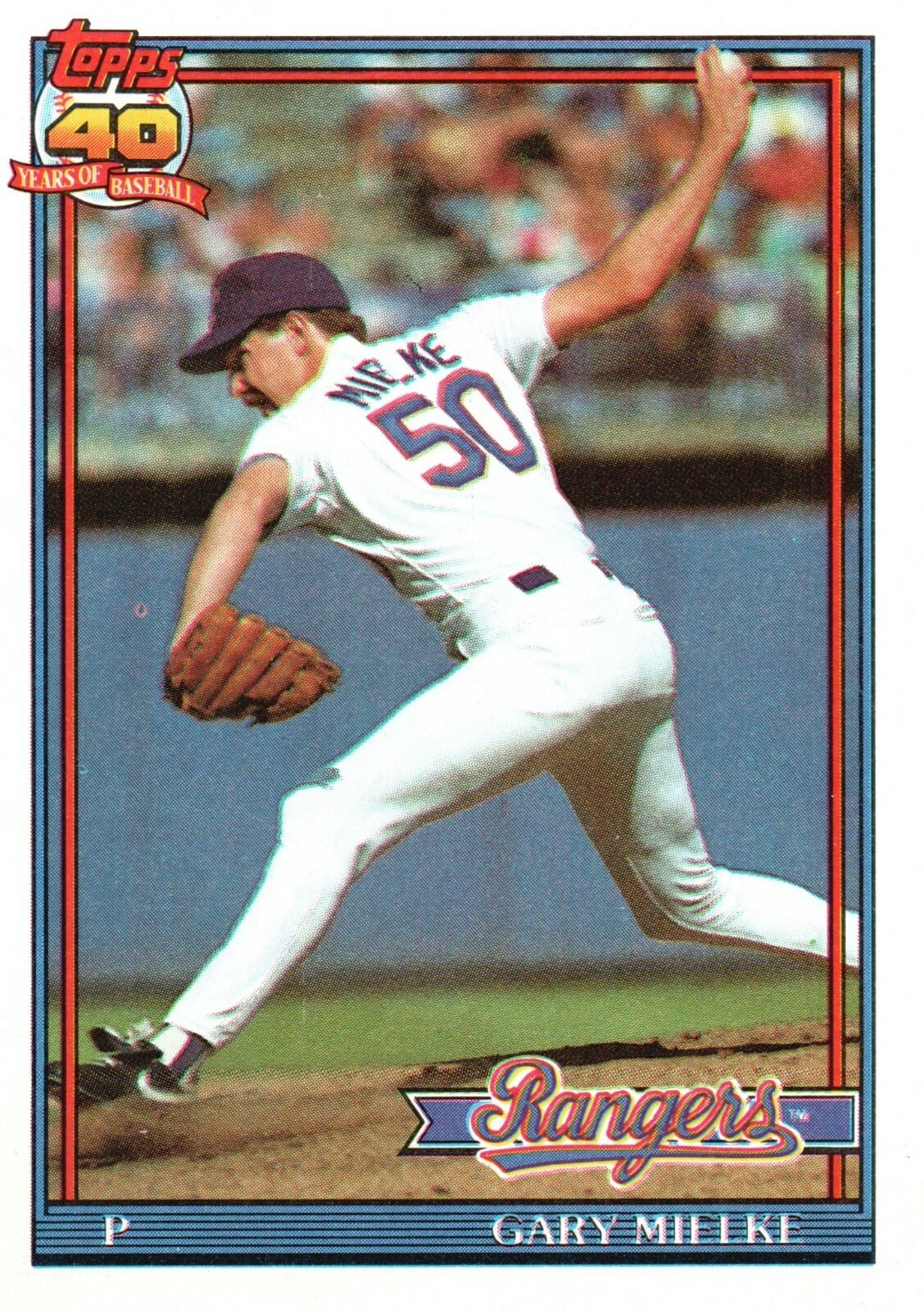 TOPPS 40 YEARS OF BASEBALL 1991 BASEBALL CARD 54 GARY MIELKE TEXAS ...