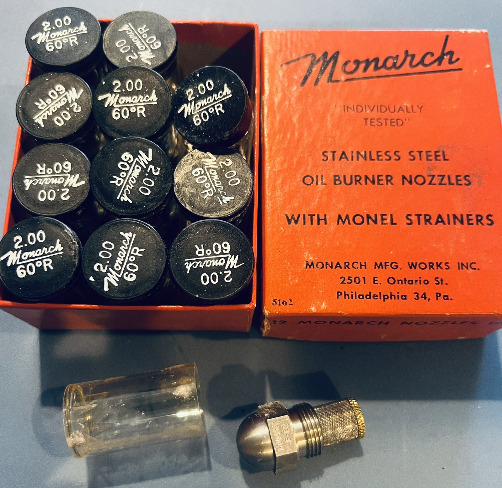12 NOS MONARCH 1.20 60° R STAINLESS STEEL OIL BURNER NOZZLE W/MONEL ...