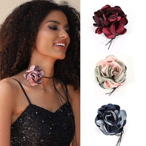 Lace-up Rope Flower Necklace Fabric Knot Clavicle Chain Gift | eBay ...
