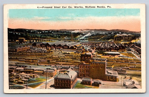 Postcard PA McKees Rocks Aerial View Pressed Steel Car Company Works ...