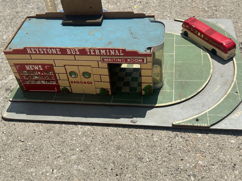 Vintage 1950s Keystone Bus Terminal Toy Playset w/ Greyhound Buses | eBay