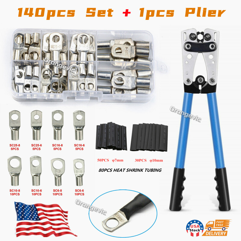 Large Wire Terminal Crimping Tool 6-50mm² Crimper Plier / 140PCS Cable ...