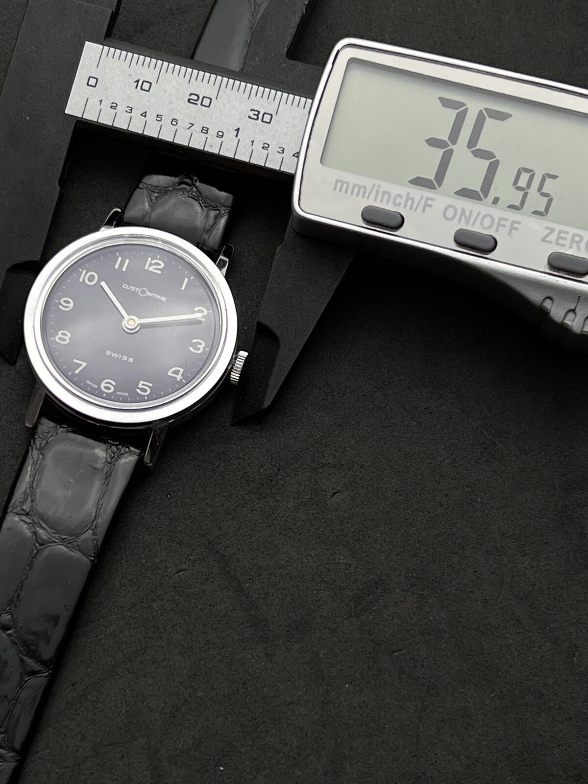 Vintage New CUSTOMTIME Mens 36mm Swiss Mechanical Hand Wind Watch SS ...