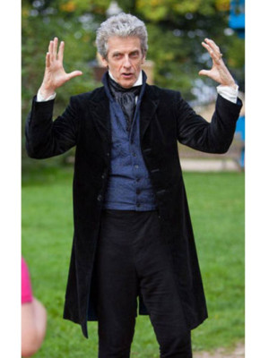Mens 12th Doctor PETER CAPALDI Black Velvet Coat Dr Who Cosplay Costume ...