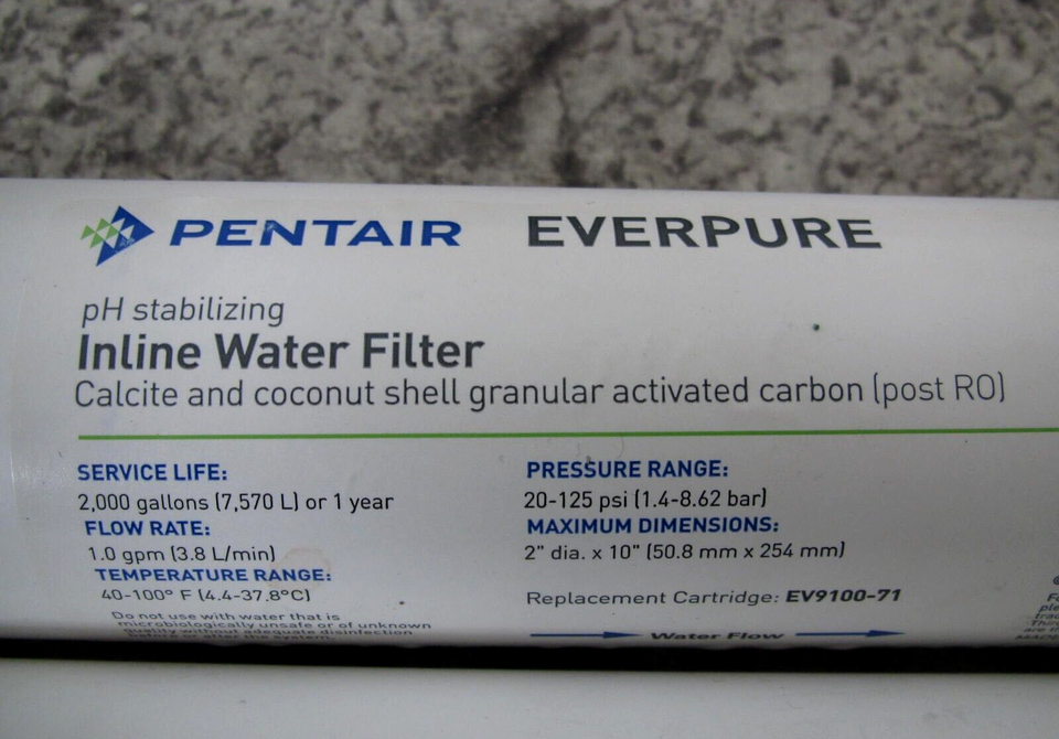 2 x New Pentair Everpure IN-10 CC 10" Inline Calcite / Carbon Water ...