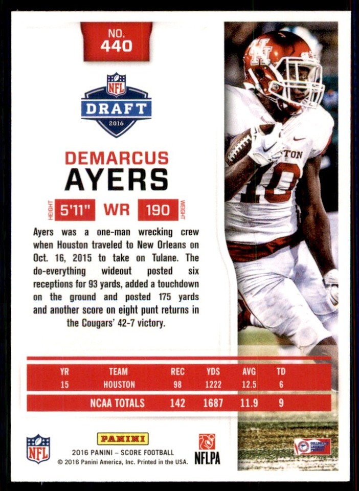 2016 Panini Score Demarcus Ayers Rookie Houston Cougars #440 Football ...