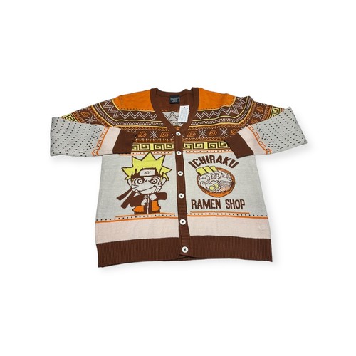 NWT Men's Naruto Cardigan Sweater Multicolor Aztec Ichiraku Ramen Soup ...