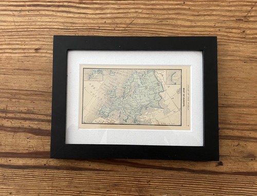 1888 Antique Framed Original Europe Map Tiny Europe Map | eBay