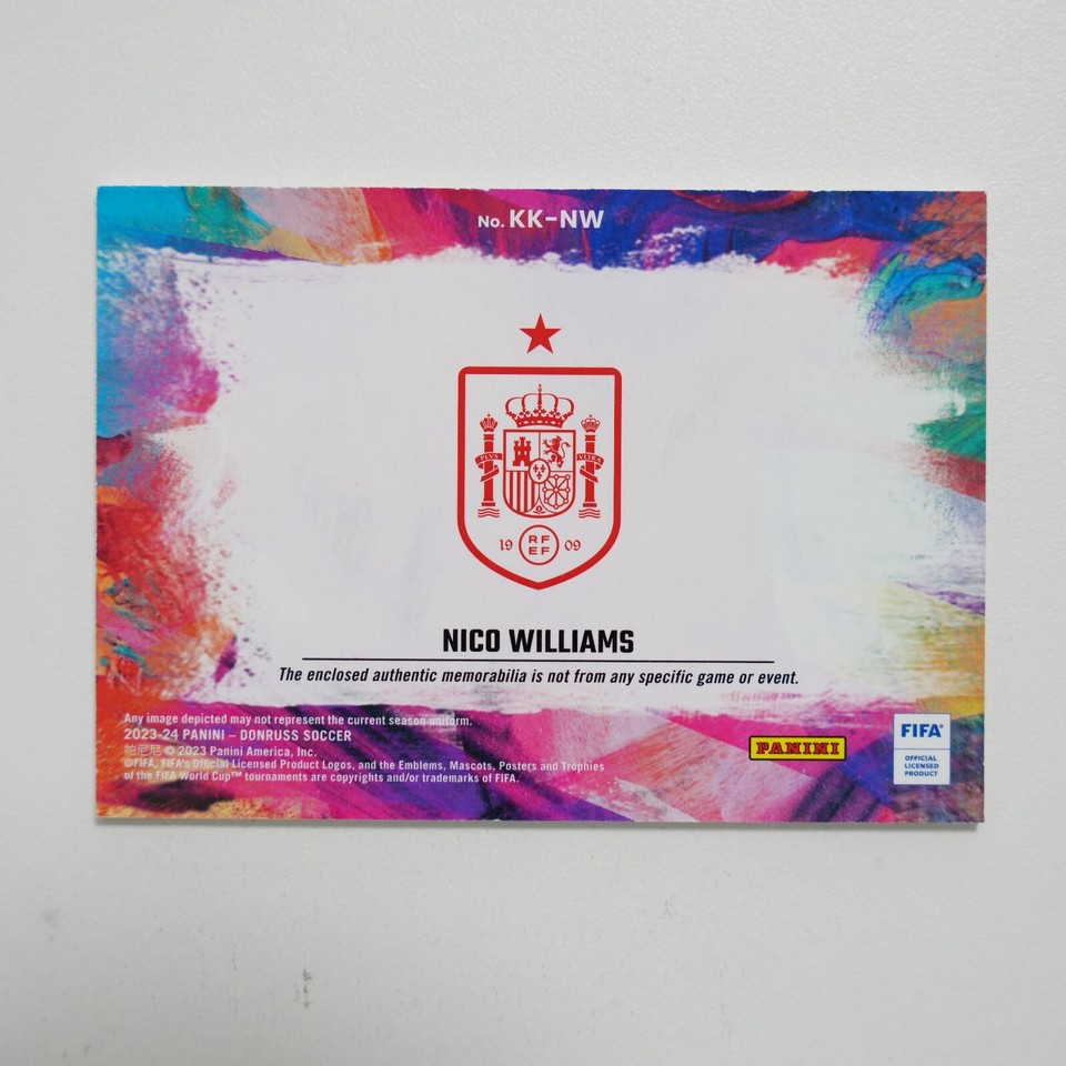 2023-24 Donruss Soccer Kit Kings Relic Card Nico Williams #KK-NW SPAIN ...
